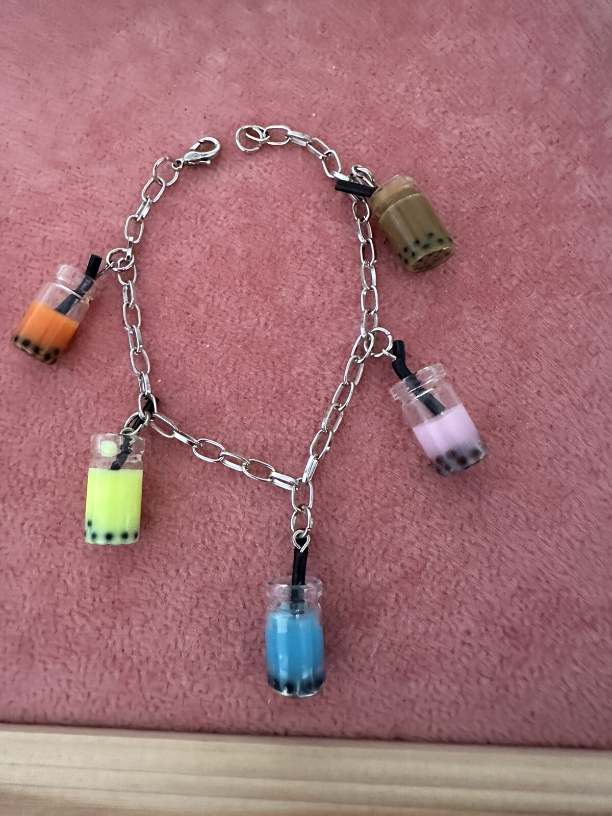 Boba Tea Charms Dangle Bracelet, Novelty Funky Food Bubble Tea Fashion ...