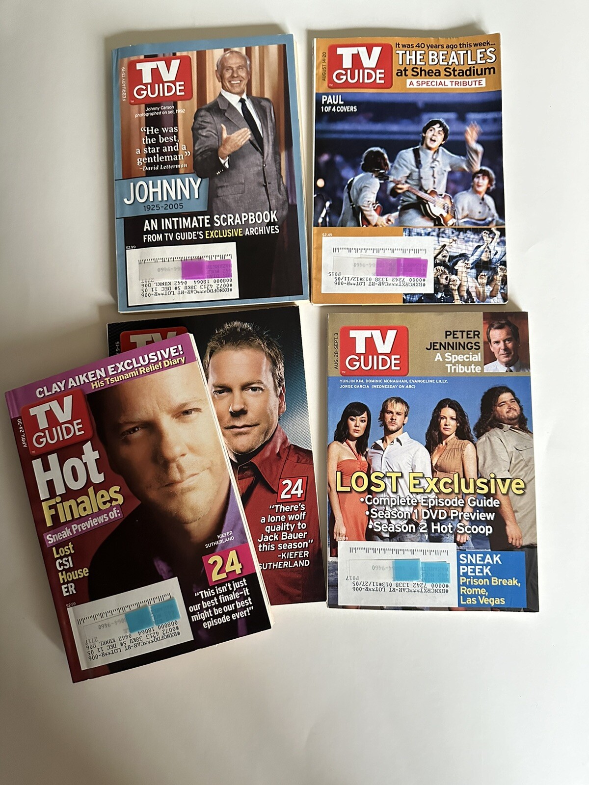 2005 TV Guide Magazine Lot of 5: Johnny Carson, The Beatles, Lost ...