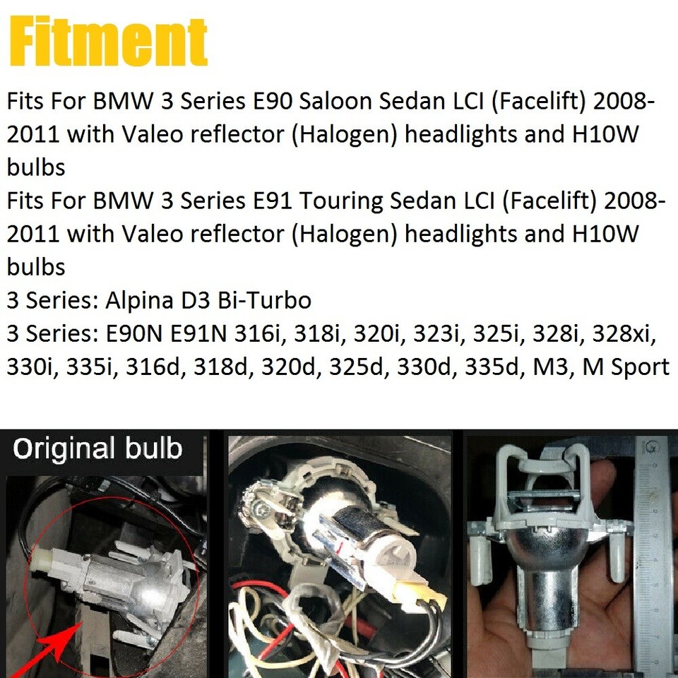 H10W Angel Eye LED Light Bulbs for BMW E90 E91 LCI Facelift w/ Halogen ...