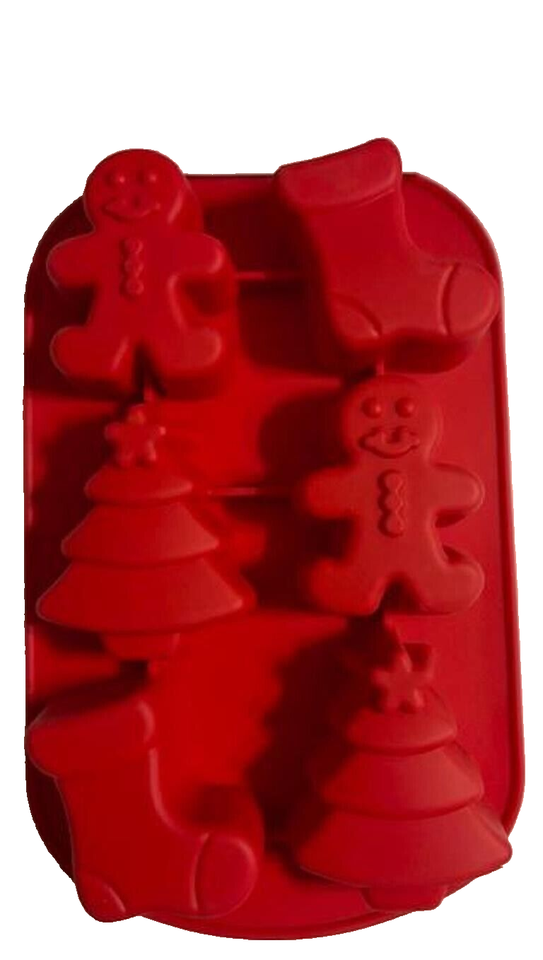 Christmas Silicone Mold 6-cav. Wilton Gingerbread Man Stocking Tree ...