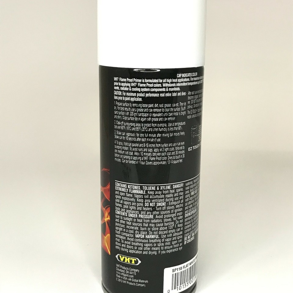 VHT SP118 High Temperature Flame Proof FLAT WHITE Header Spray Paint ...