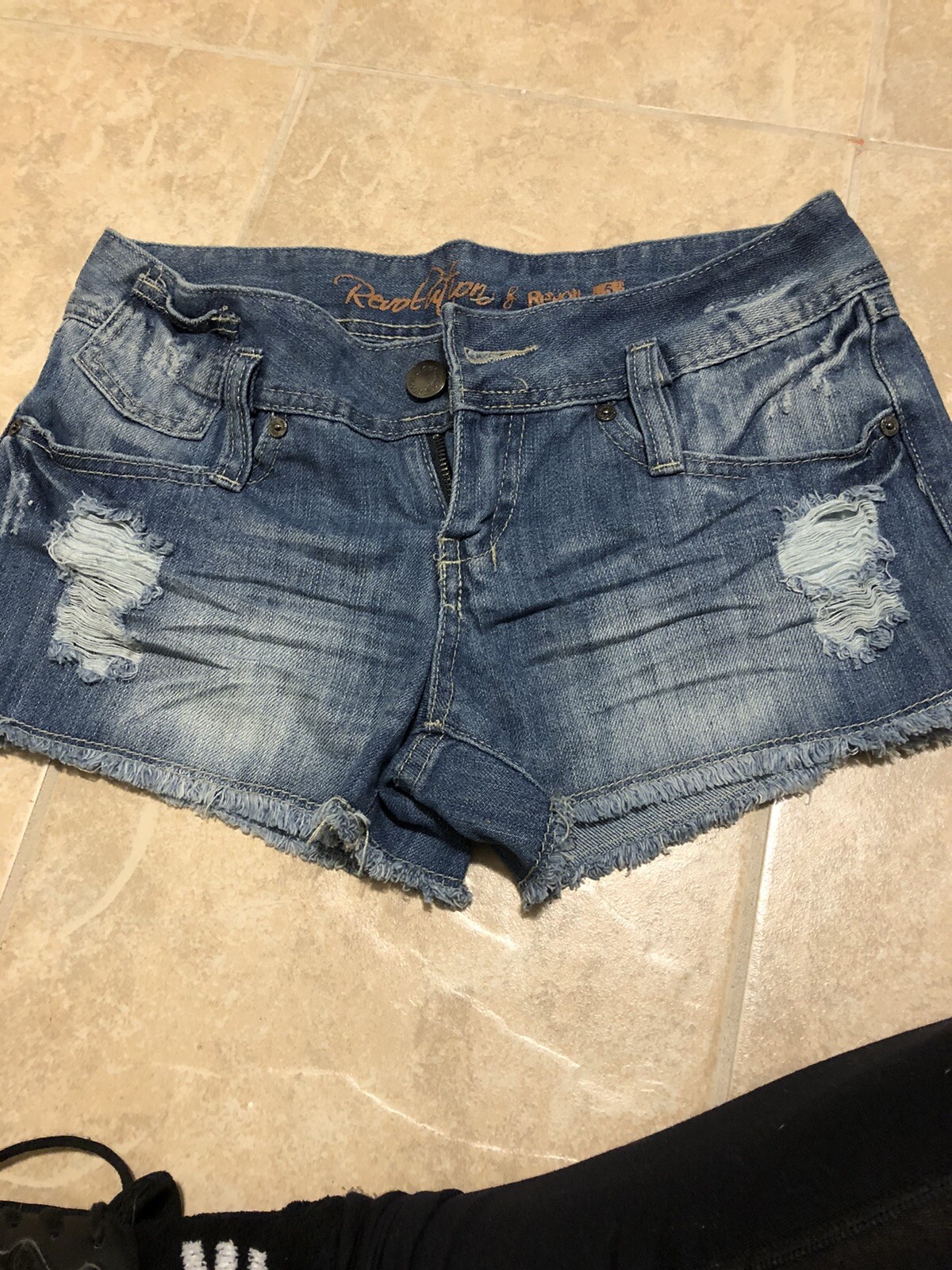 womens revolution & revolt distress denim shorts 5 - Gem