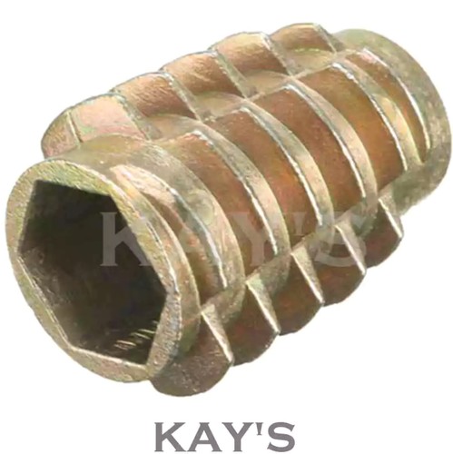 THREADED WOOD INSERTS HEX SCREW DRIVE FURNITURE FIXING NUTS TYPE E M4 ...