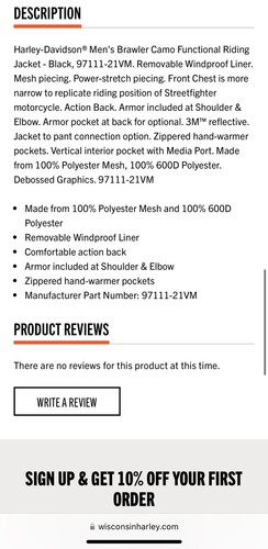 Harley-Davidson Men's Brawler Camo Functional Riding Jacket/Black 97111 ...