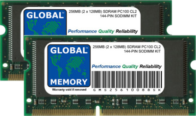 256MB (2 x 128MB) PC100 100MHz 144-PIN SDRAM SODIMM MEMORY RAM KIT FOR ...
