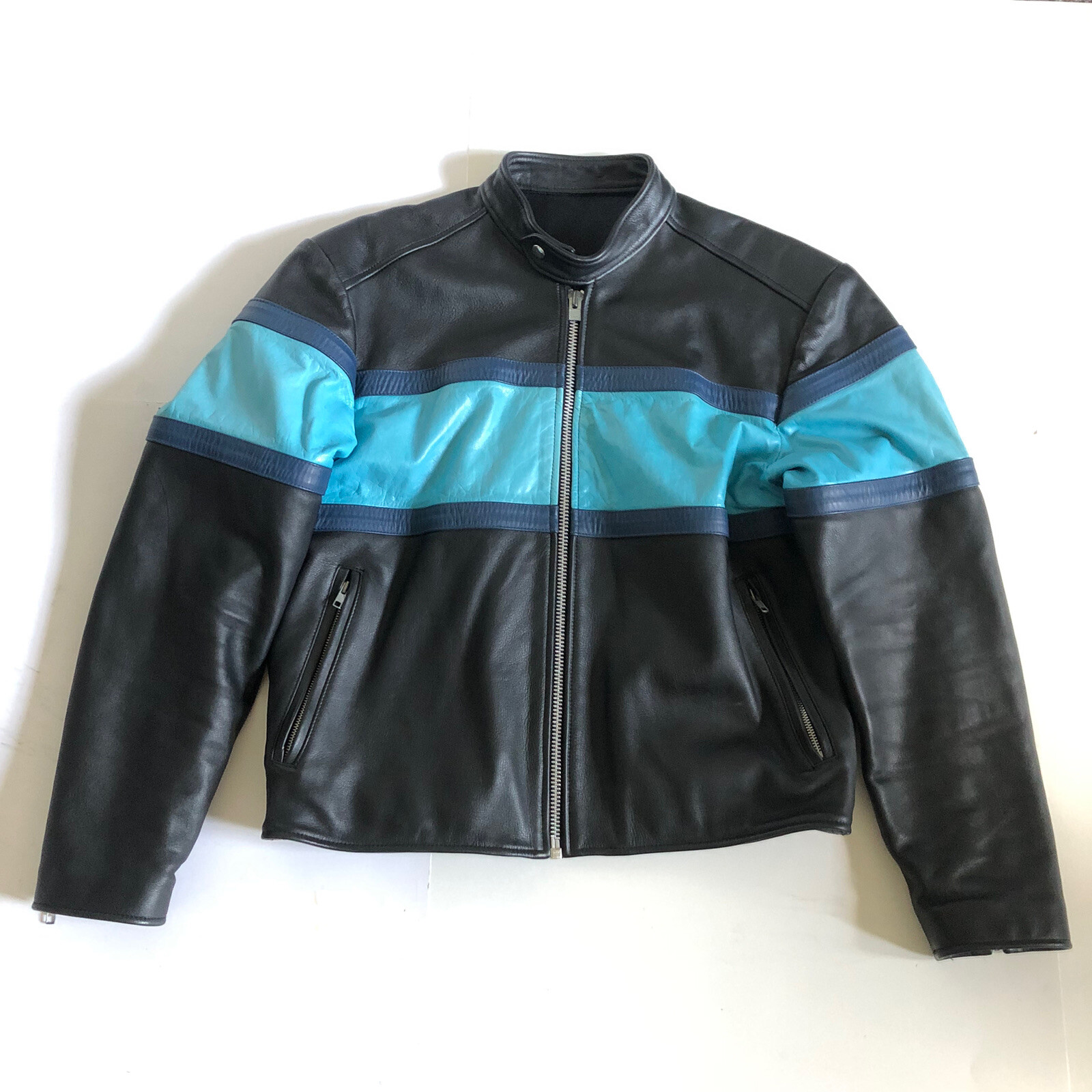 Men's North Bound Leather 6130 Striped Engineer Jacket Blue/Turquois ...