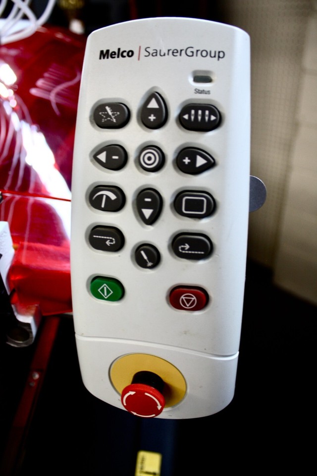 MELCO AMAYA “The Big Red” 16-Needle Embroidery Machine & Cart. Tested ...