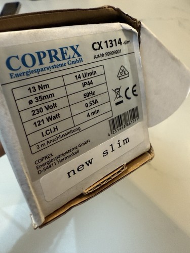 COPREX 230V Tubular Roller Blind Motor CX1314 13Nm 121Watt - 35mm Dia ...