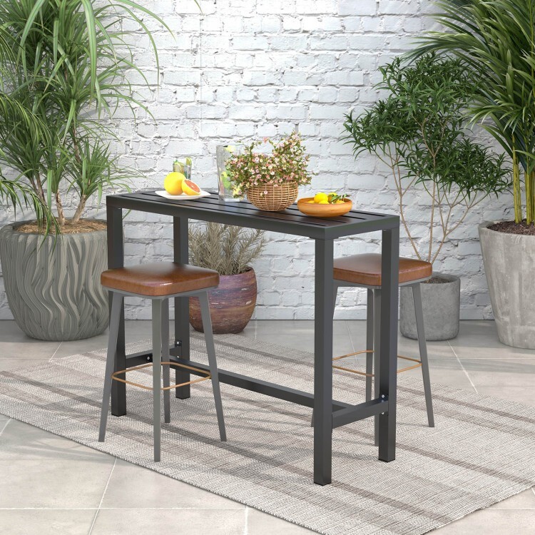 48" Outdoor Rectangle Bar Dining Table W/Waterproof Top & Heavy-Duty ...