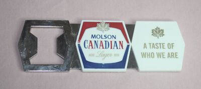 VTG. MOLSEN CANADIAN LAGER BEER BOTTLE OPENER RED WHITE BLUE METAL ...