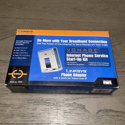 LINKSYS PAP2 VONAGE Internet Phone Service Start-Up Kit Voice Over VoIP ...
