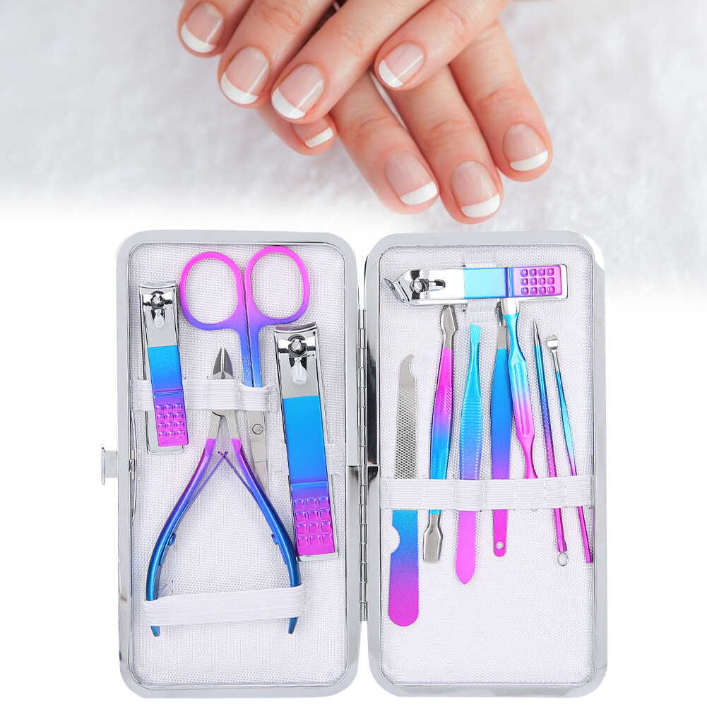 12pcs Nail Clipper Set Eyebrow Scissors Dead Skin Pusher Manicure ...