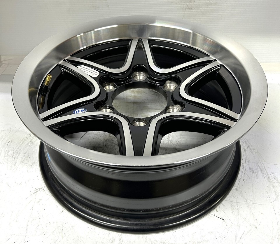 15" Inch Alloy Black Machined Utility Trailer Wheel | 6 Lug | 6x139.7 ...