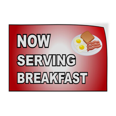 Decal Stickers Now Serving Breakfast Red Business Vinyl Store Sign ...