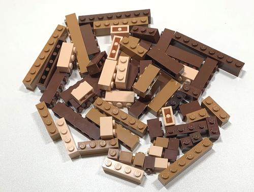 Lego Brown BRICKS BLOCKS ONLY 60pc Bulk Lot 1x8 1x6 1x4 1x3 1x2 1x1 ...