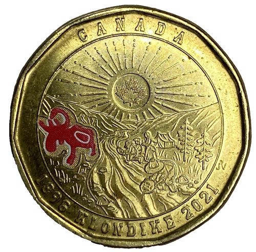 2021 Canada 1 One Dollar 125th Anniversary Klondike Gold Rush Colour ...