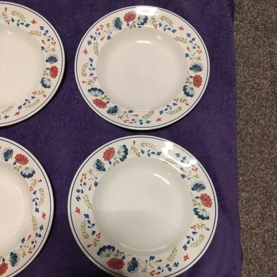 4 x BHS Priory Tableware Rimmed Soup Bowls Floral Ceramic , Excellent ...