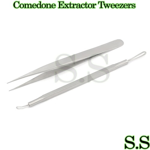 Set of 2 Comedone Extractor Tweezers Blackhead Remover Hair Plucking ...