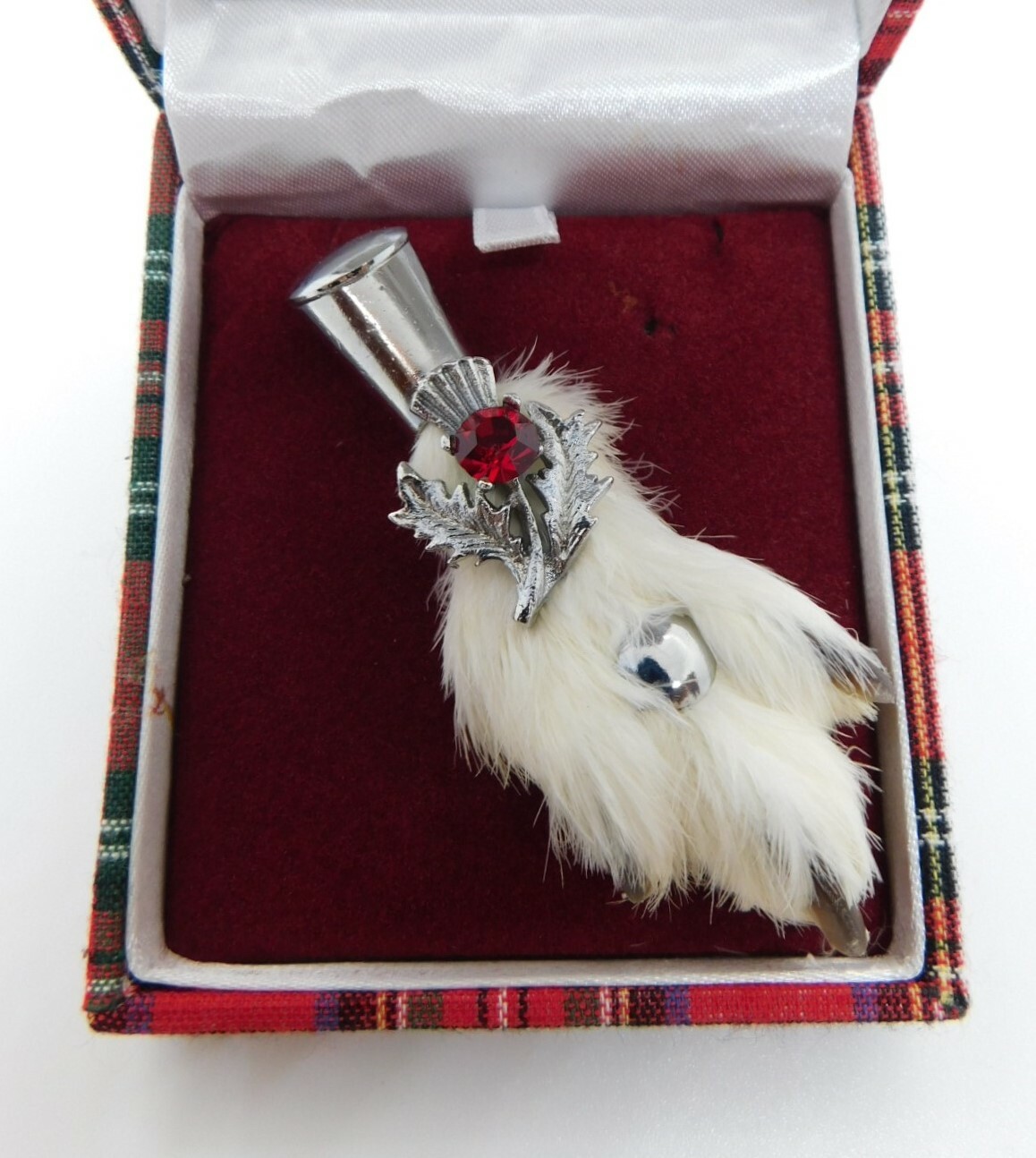 Miracle Scottish Ptarmigan Grouse Foot Claw Ruby Thistle Brooch Mens ...