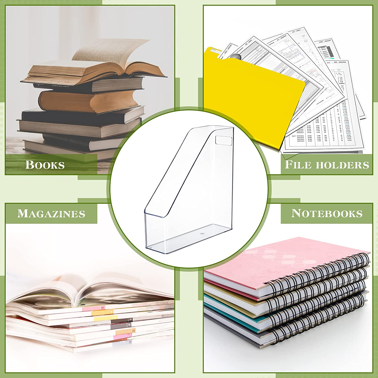 6 Pcs Clear Acrylic Magazine File Holder Plastic Desk Organizer with ...