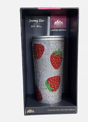 Limited Edition Hydrapeak Stainless Steel Silver Bling Strawberry 25oz ...