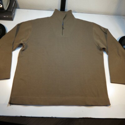 FACONNABLE 1/4 ZIP PULLOVER SWEATER Mens L Brown | eBay