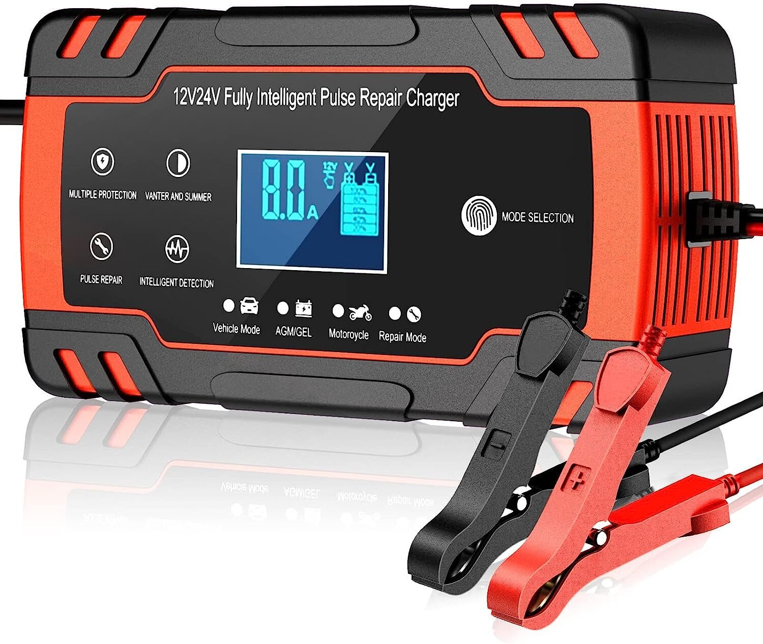 Car Battery Charger 12V/24V Smart Automatic Intelligent Pulse Repair ...