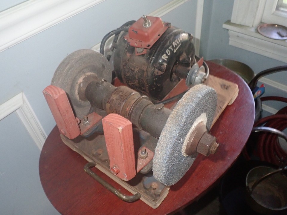 Antique Craftsman Bench Grinder w/ Electric Motor Model A-1 Cast Iron ...