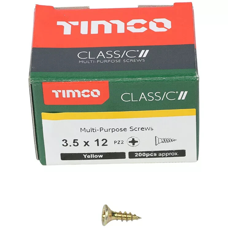 Timco Classic Screw Double Countersunk Yellow Wood Screw Assorted Sizes ...