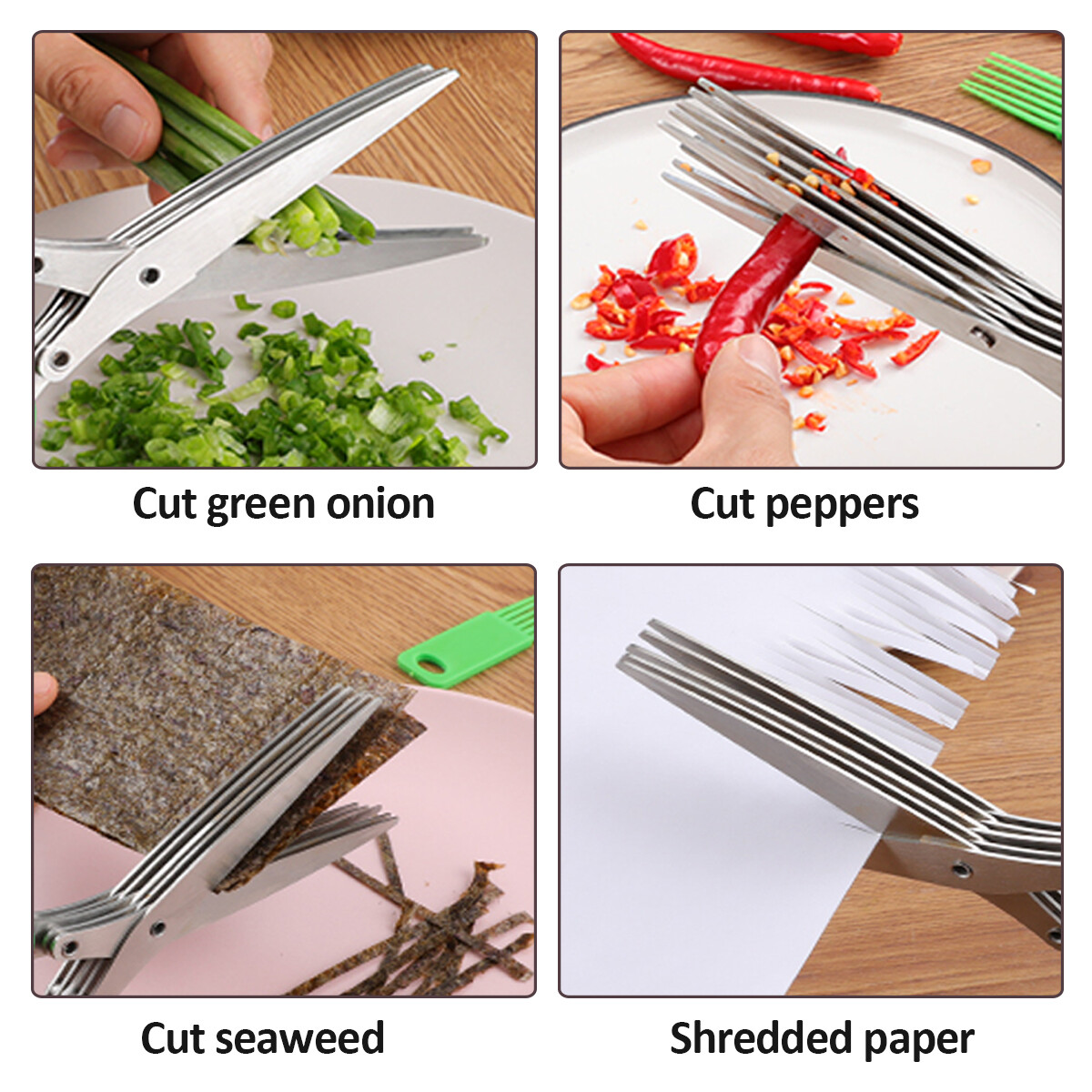 5 Blade Shredding Scissors Security Multi Cut Paper Shredder Herb ...