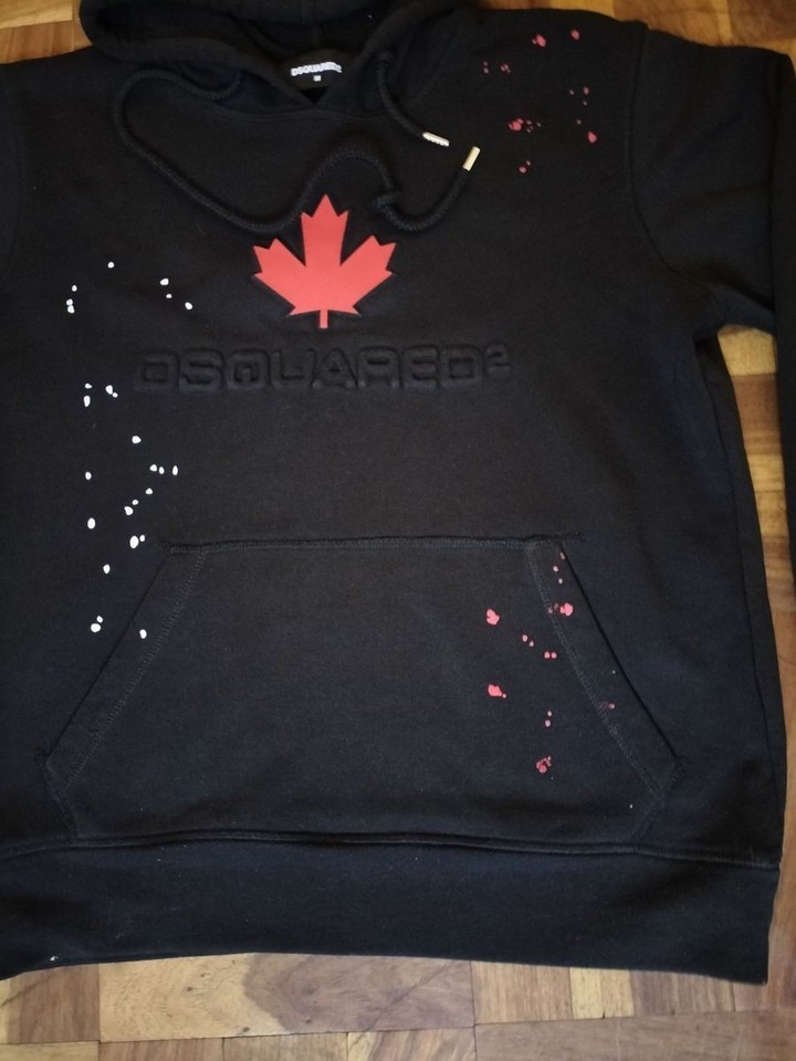 dsquared iconic maple leaf hoodie with paint splash dots and 3d logo | eBay