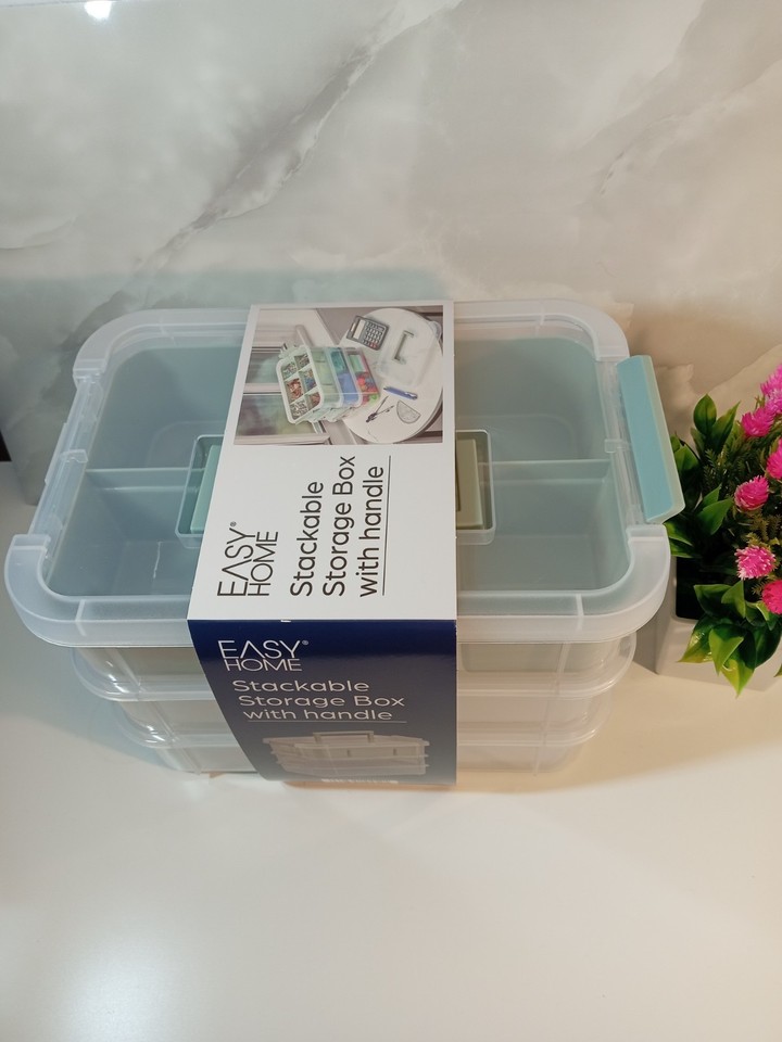 Storage Box with Handle Stackable Easy Home | eBay UK