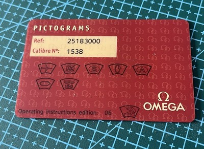 OMEGA PICTOGRAM CARD 25183000 - Cal. 1538 - Aqua terra | eBay