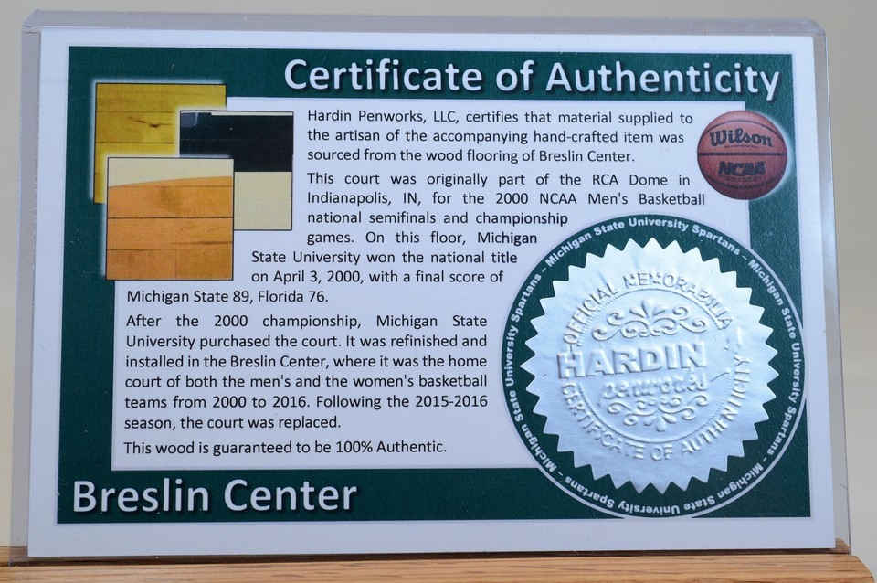 Pen Made From Michigan State University's Breslin Center Wooden ...