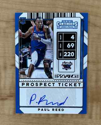 Paul Reed 2020 Panini Contenders Draft Picks Prospect Ticket Autograph ...