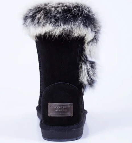 UGG One Button Rabbit Fur Women Boot AUZ004 Ausland Sheepskin Wool Size ...