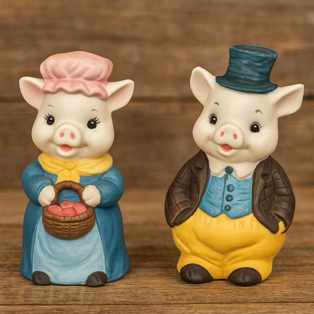 Ceramic Mom and Dad Pig Bells, pig bell collection, ceramic pig ...