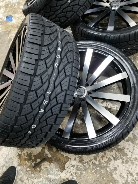 24" Velocity Wheels VW12 Black Concave Rims Tires Sierra Tahoe Yukon ...