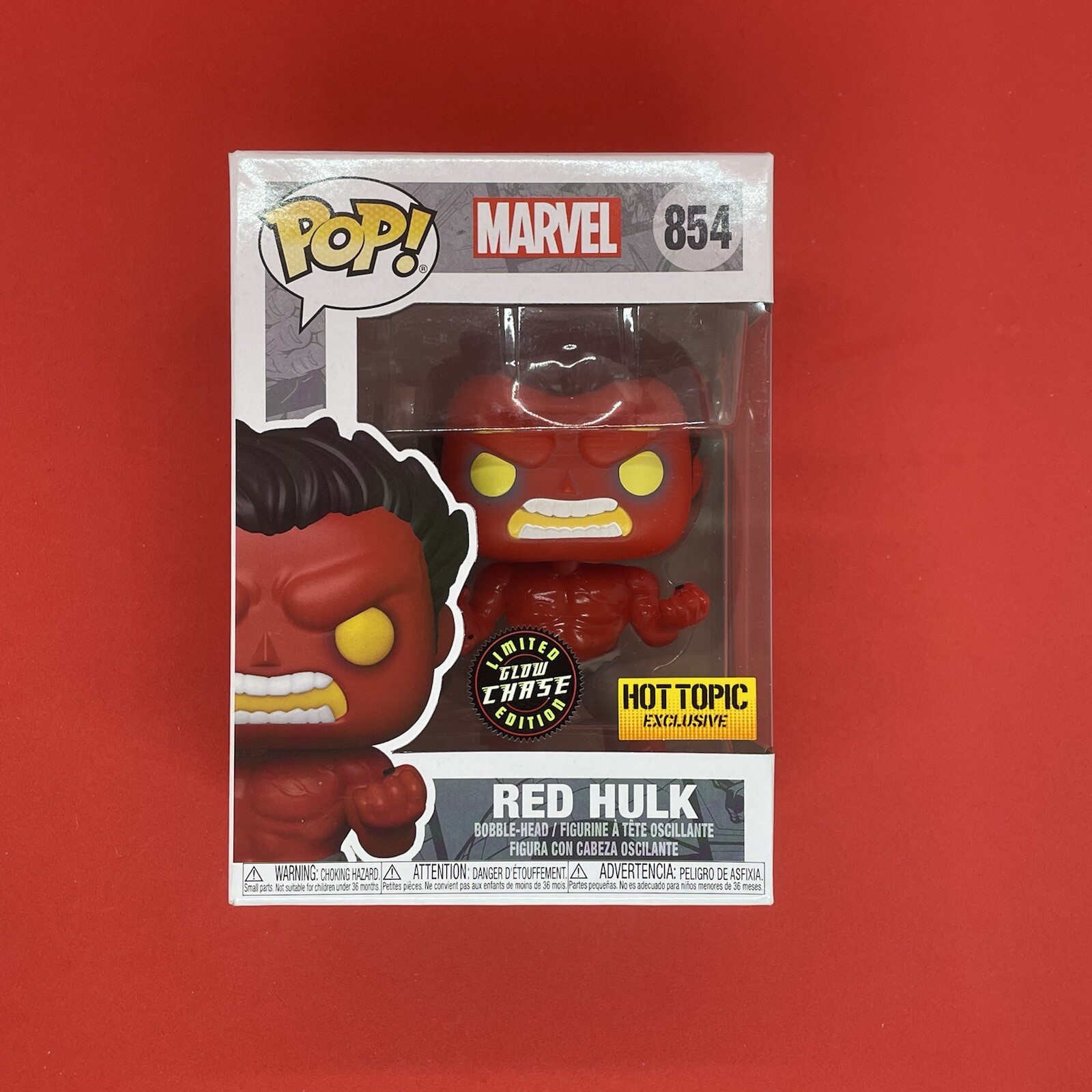 Funko Pop! Marvel Red Hulk #854 Limited Glow Chase Edition Hot Topic w ...