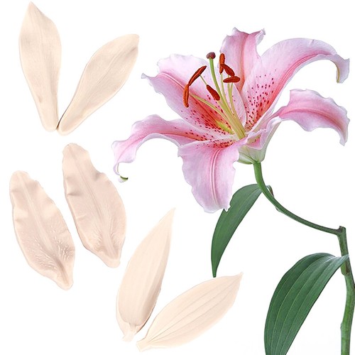 3D Lily Petal Flower Silicone Veiner Mold Fondant Cake Clay Chocolate ...