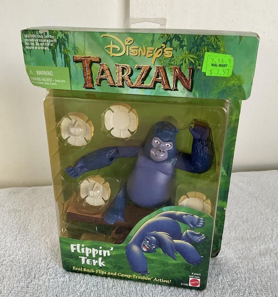 VTG Flippin Terk Disney Tarzan Action Figure NOS 1999 Mattel New In Box ...