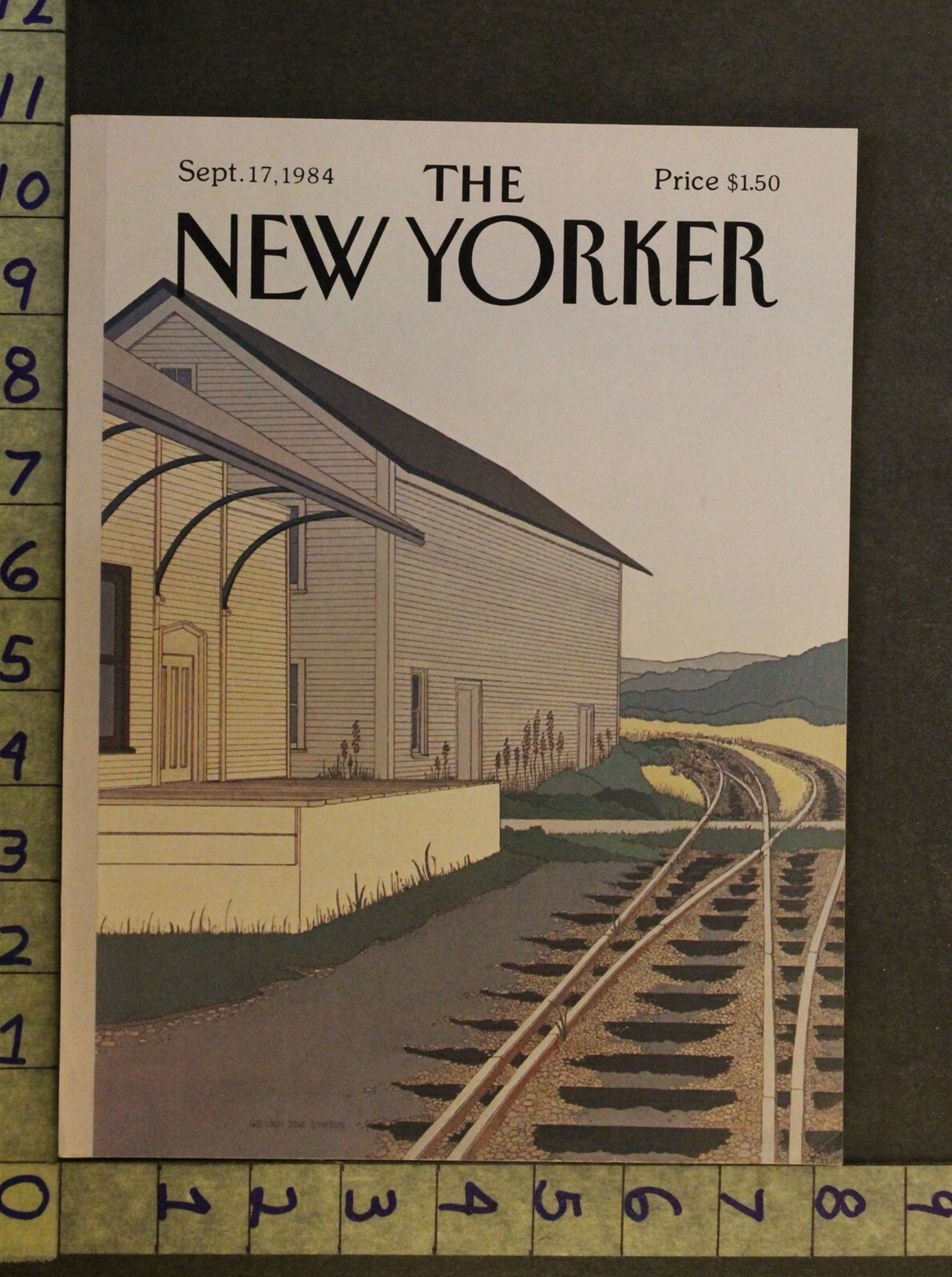 1984 NEW YORKER VINTAGE ART COVER SIMPSON RURAL RAILROAD STATION TRAIN ...