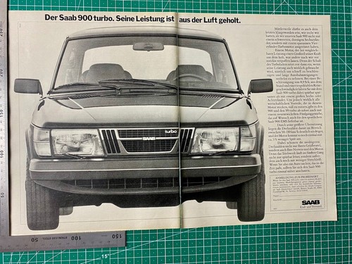 Saab 900 Turbo Leistung Oldtimer Original Vintage Werbung 1979 Reklame ...