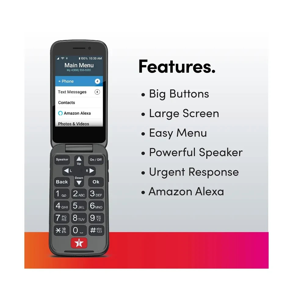 lively flip Jitterbug Flip2 Cell Phone for Seniors Red #CR B30 ...