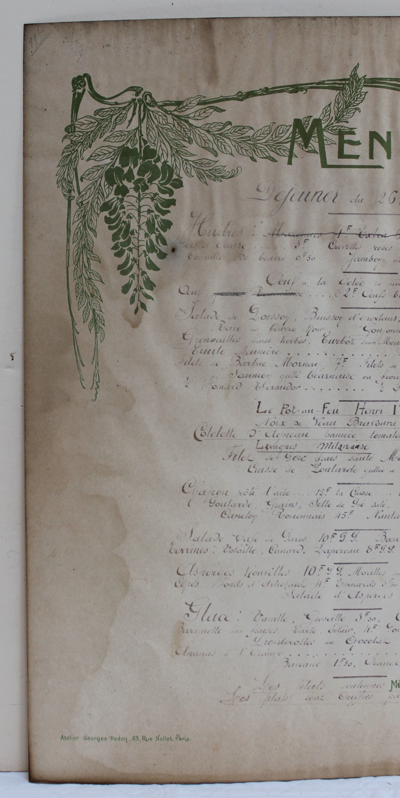 GEORGES REDON COLOR LITHOGRAPHS ON MENUS, 1918 | eBay