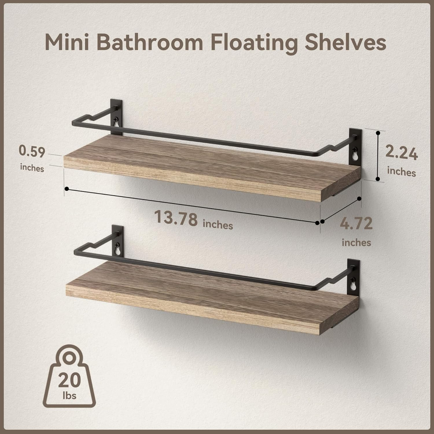 Bathroom Shelves, Guard-Rail Floating Shelves for Wall, Wall Mounted ...