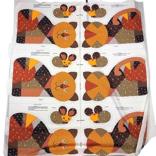 Vintage Retro Bolt Of Calico Fabric To Make Stuffed Cat & Mouse 12 ...