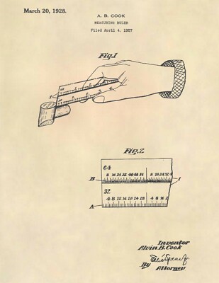 Starrett Measuring Ruler Scale Patent Print- Vintage Antique Engineer ...