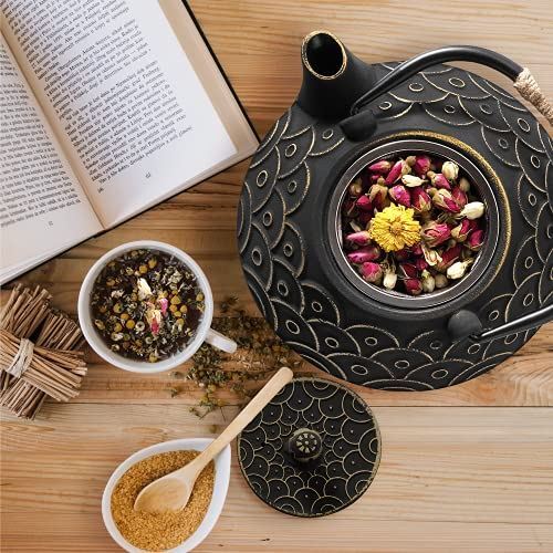 VUDECO Japanese Teapot Cast Iron Tea Kettle with Infuser Japanese Tea ...