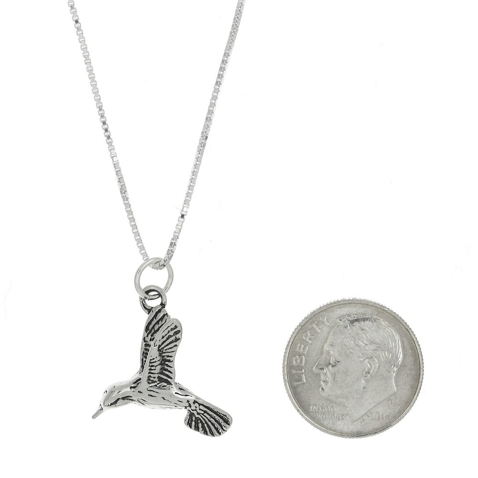 Sterling Silver Oxidized One Sided Flying Hummingbird Bird Necklace | eBay